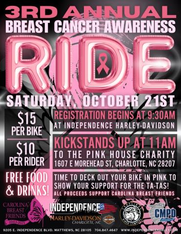Breast Cancer Awareness Ride | Independence Chapter #4539 | Charlotte ...